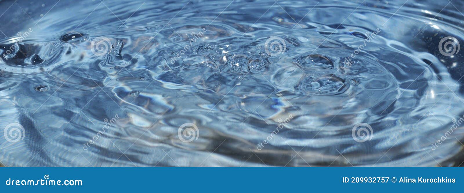 Stream of Water on a Blue Background. Banner Stock Image - Image of ...