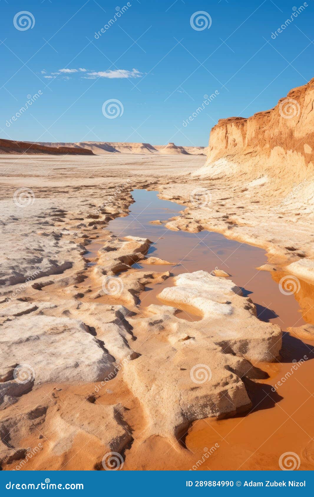 A Stream of Water in a Desert Stock Illustration - Illustration of sand ...