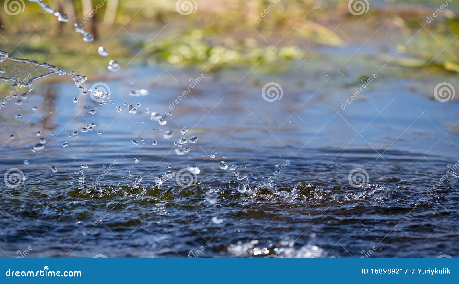 Stream of Water Fall into Lake Stock Image - Image of panoramic, calm ...