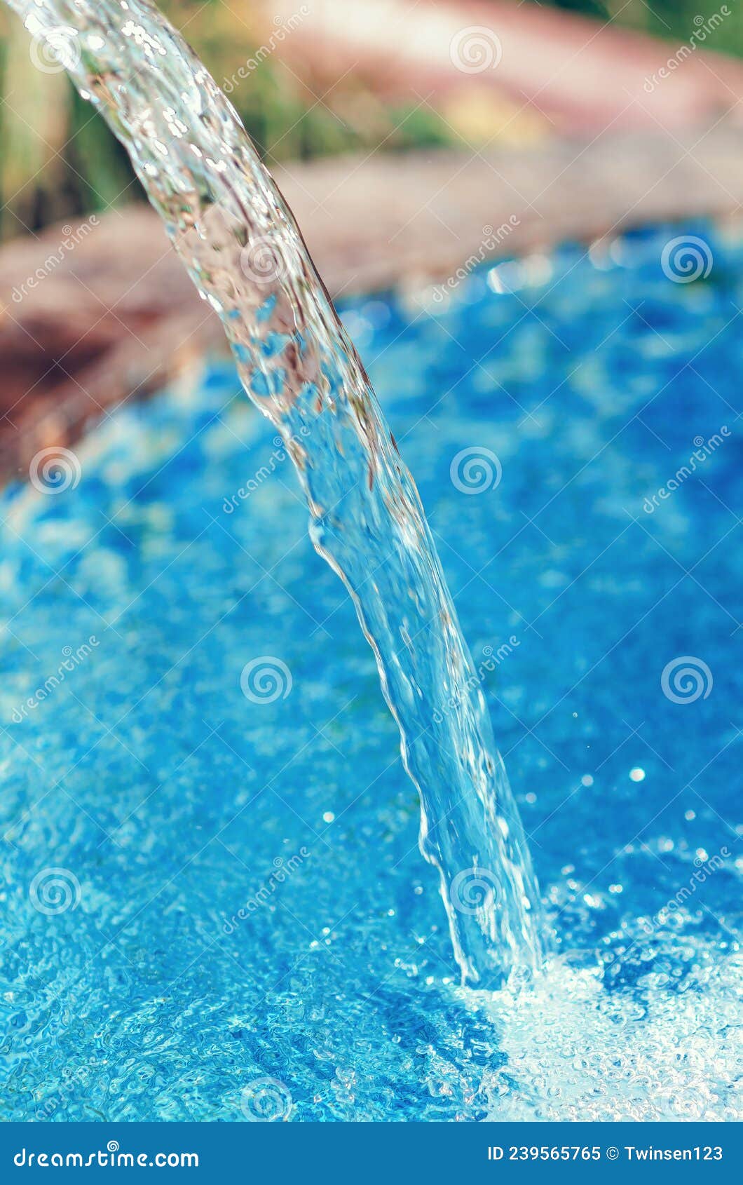 Stream of Water Falling into a Pond. Purity Freshness Energy Water ...