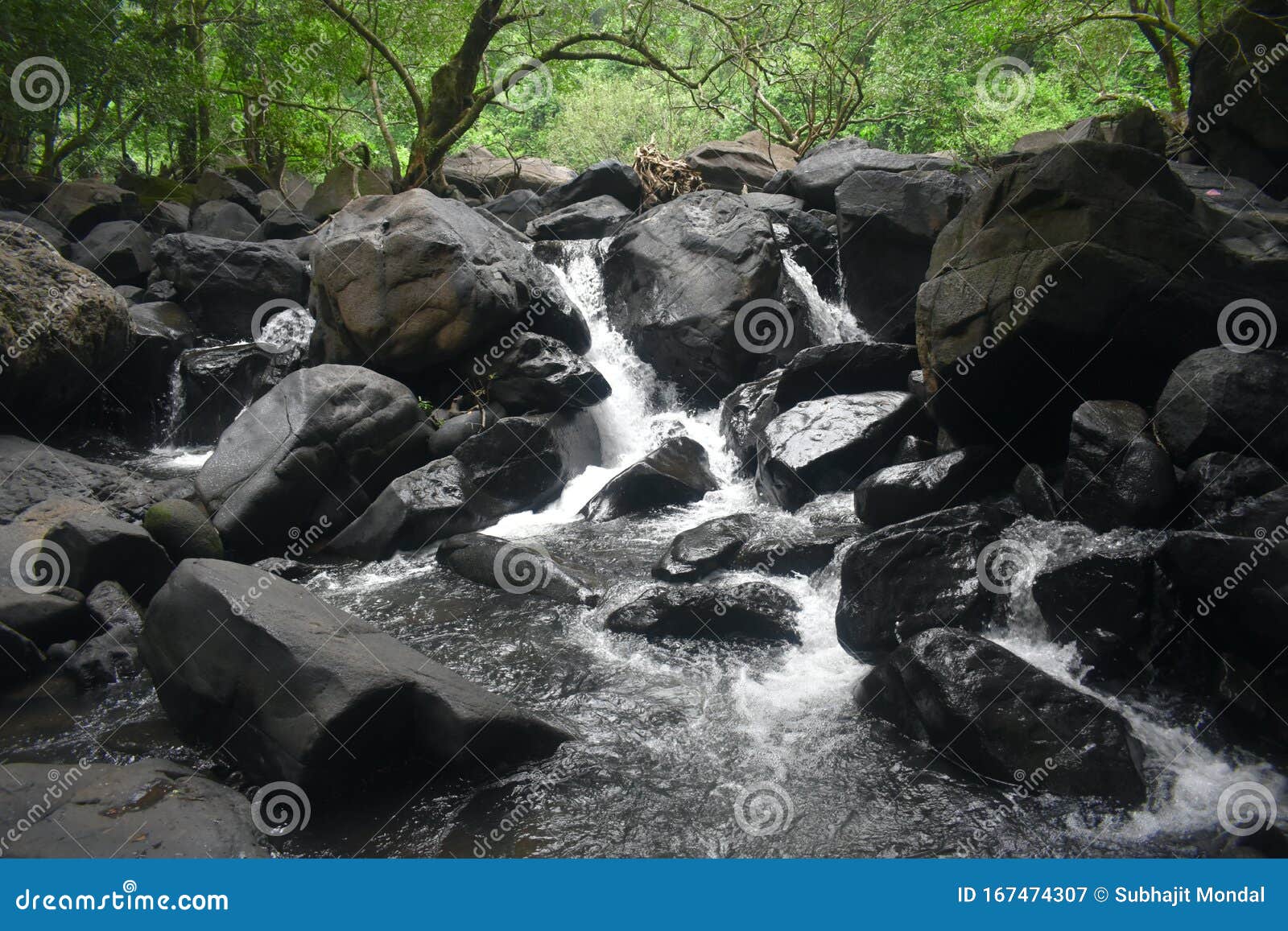 A Stream of Water Falling between the Rocks of a River Stock Image ...