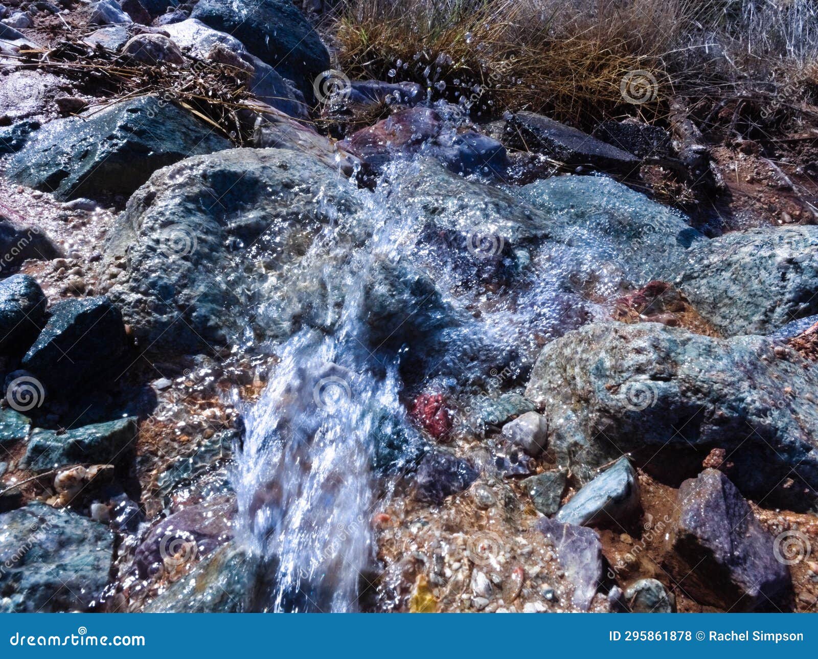 Stream of Water Flowing Down Rocks Stock Photo - Image of splashes ...