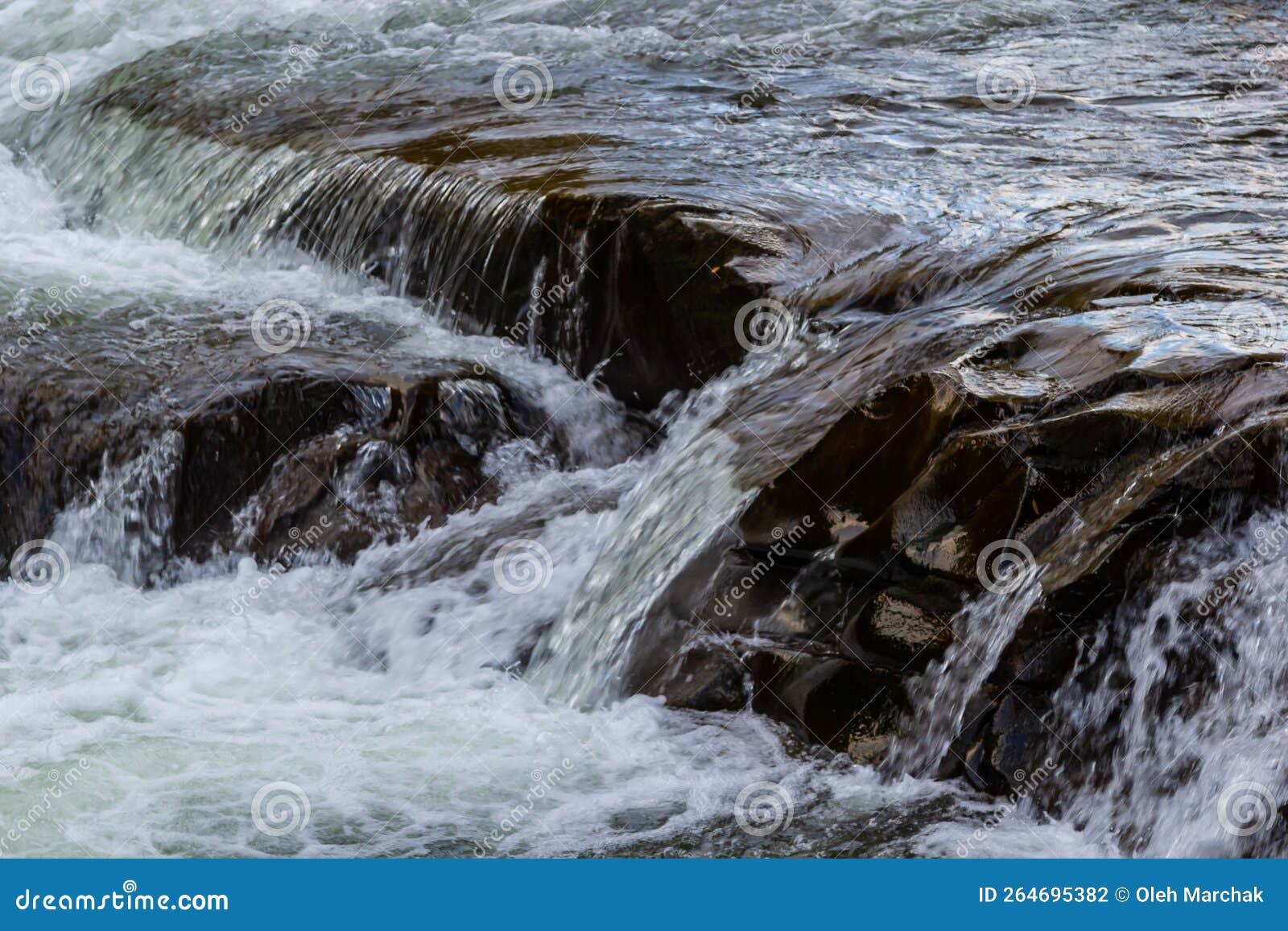 The Stream of Water Flowing Over Rocks.Image Close-up Stock Photo ...