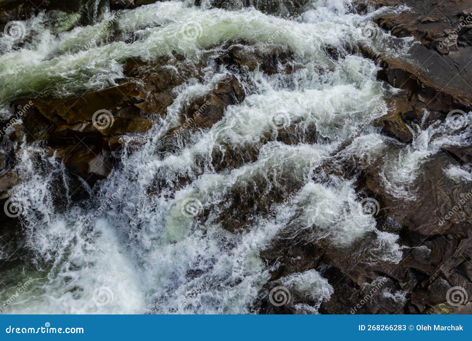 The Stream of Water Flowing Over Rocks.Image Close-up Stock Image ...