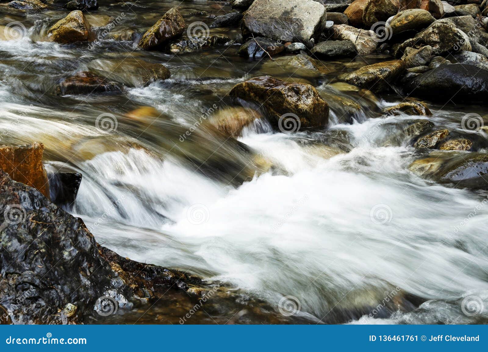 Stream Water Flowing Over Rocks Long Exposure Stock Image - Image of ...