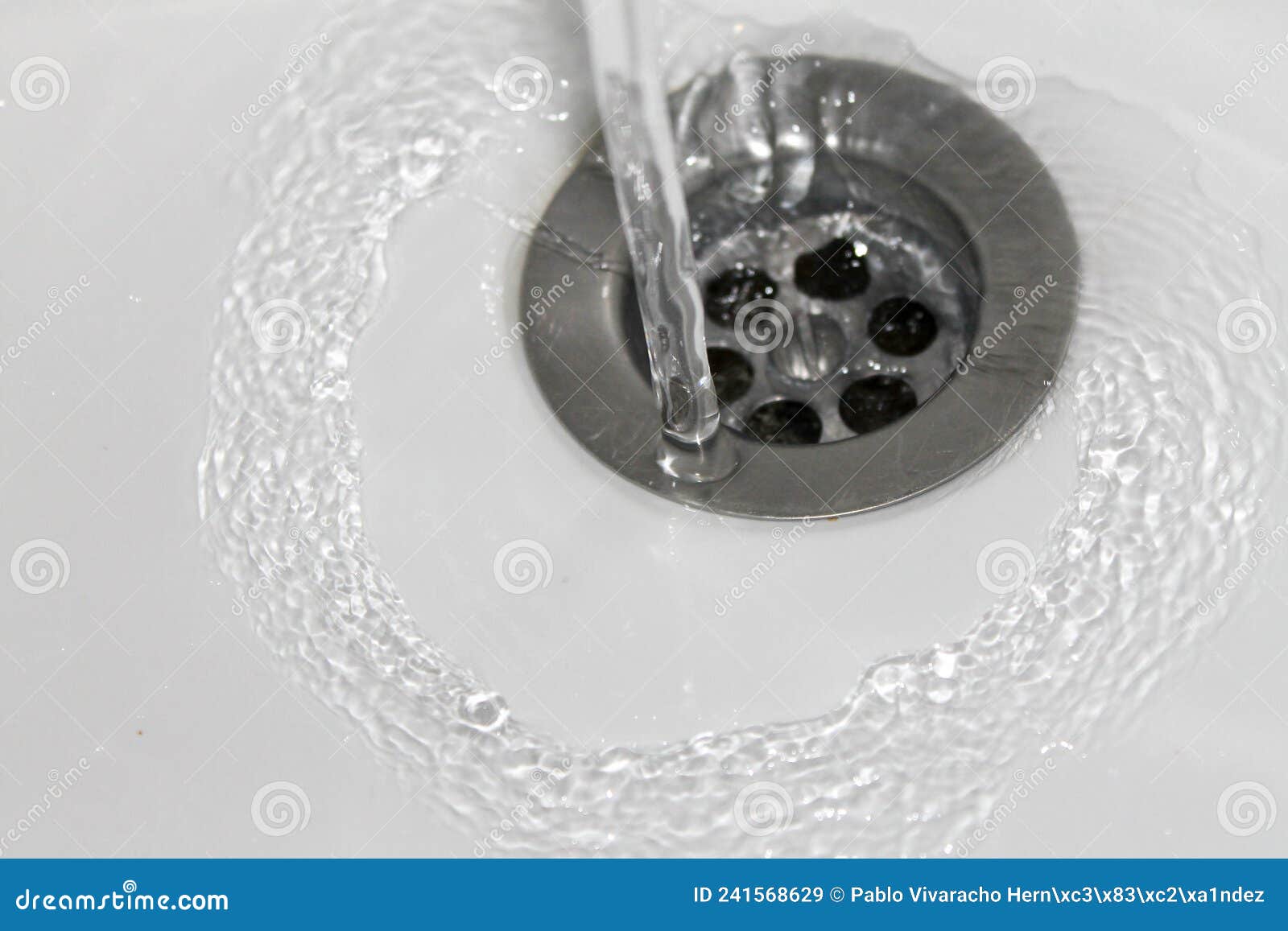 Stream of Water Running Down the Drain Stock Image - Image of flush ...