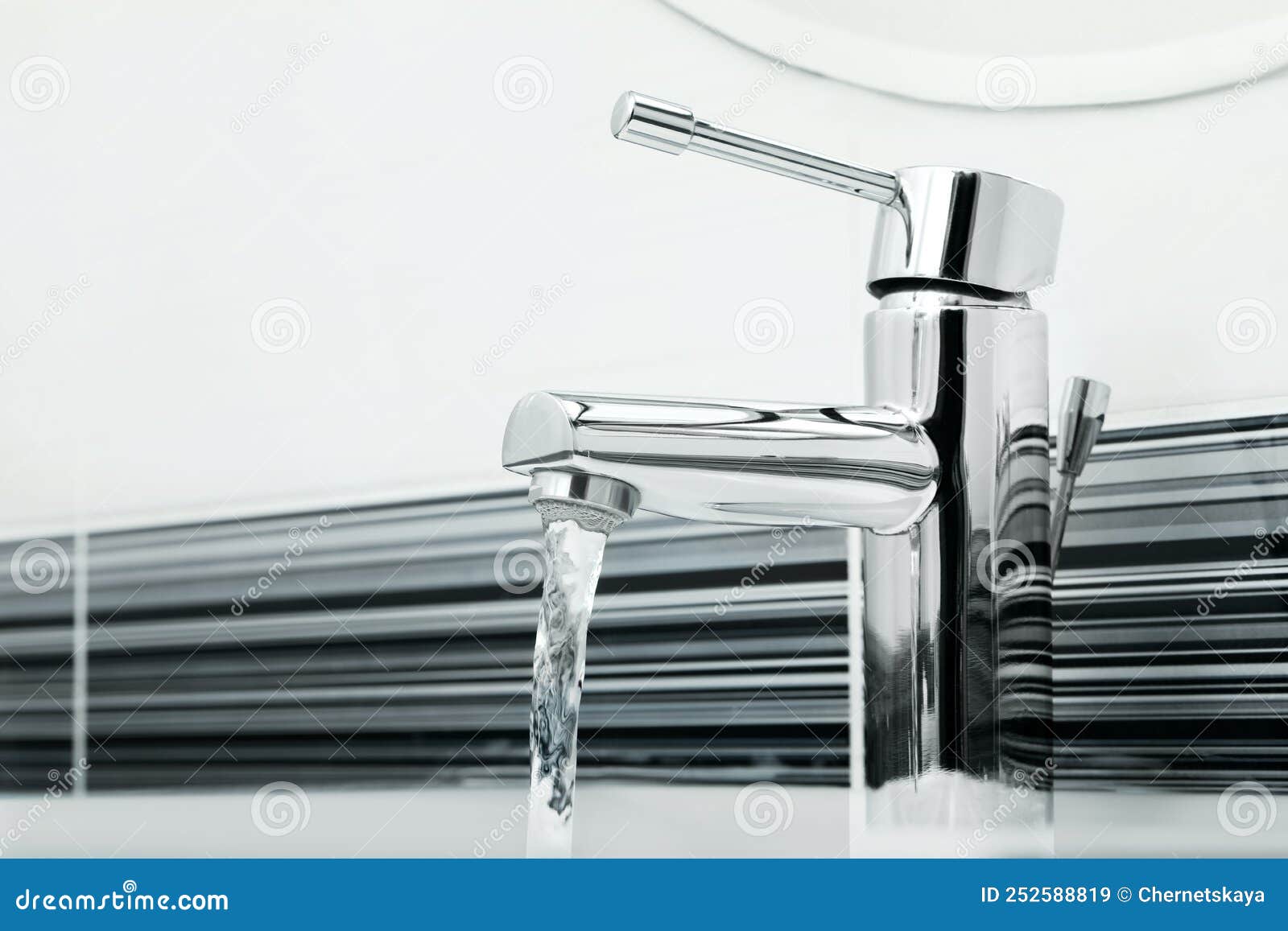 Stream Of Water Flowing From Tap In Bathroom Stock Image Image Of