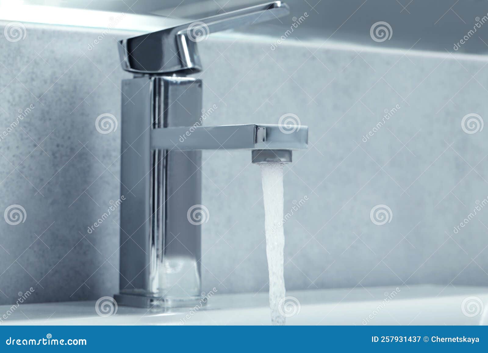 Stream of Water Flowing from Tap in Bathroom Stock Image - Image of ...