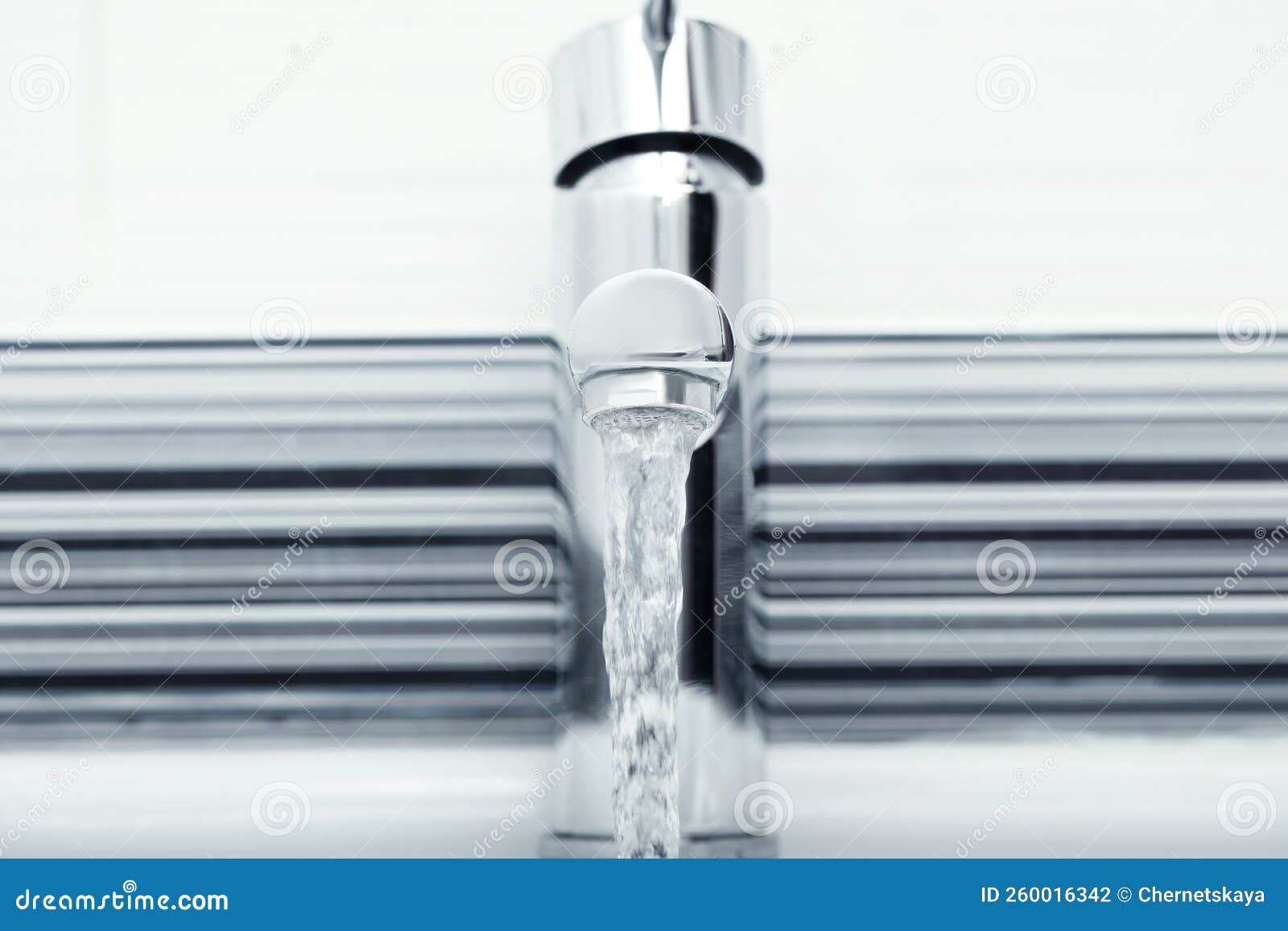 Stream of Water Flowing from Tap in Bathroom Stock Photo - Image of ...
