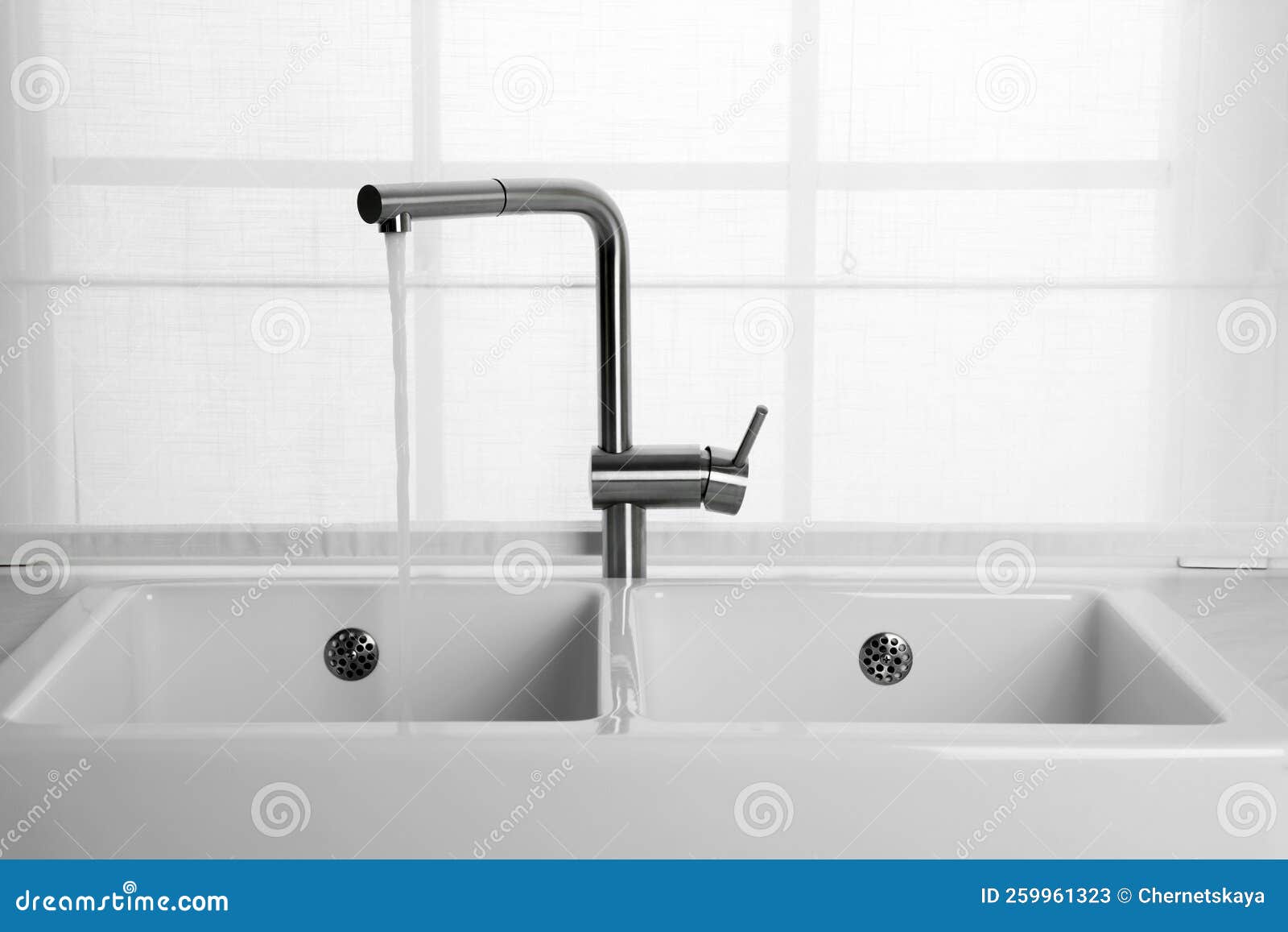 Stream of Water Flowing from Tap in Kitchen Stock Image - Image of ...