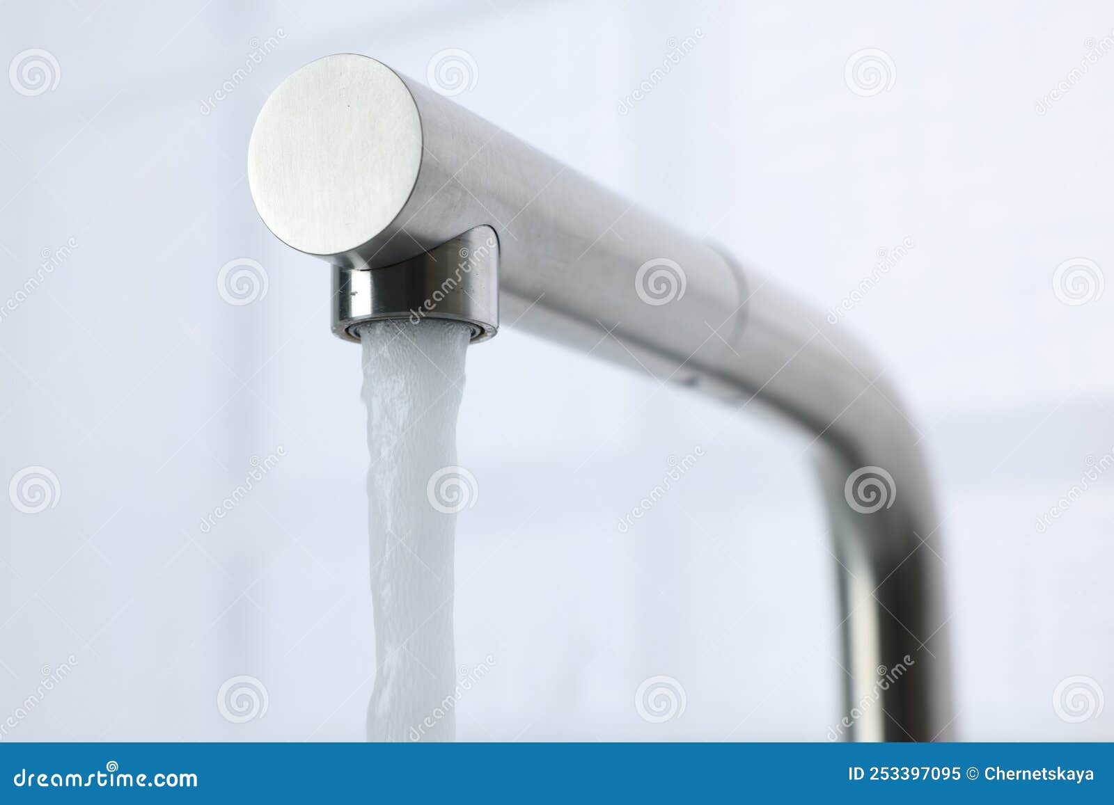 Stream of Water Flowing from Tap on White Background, Closeup Stock ...
