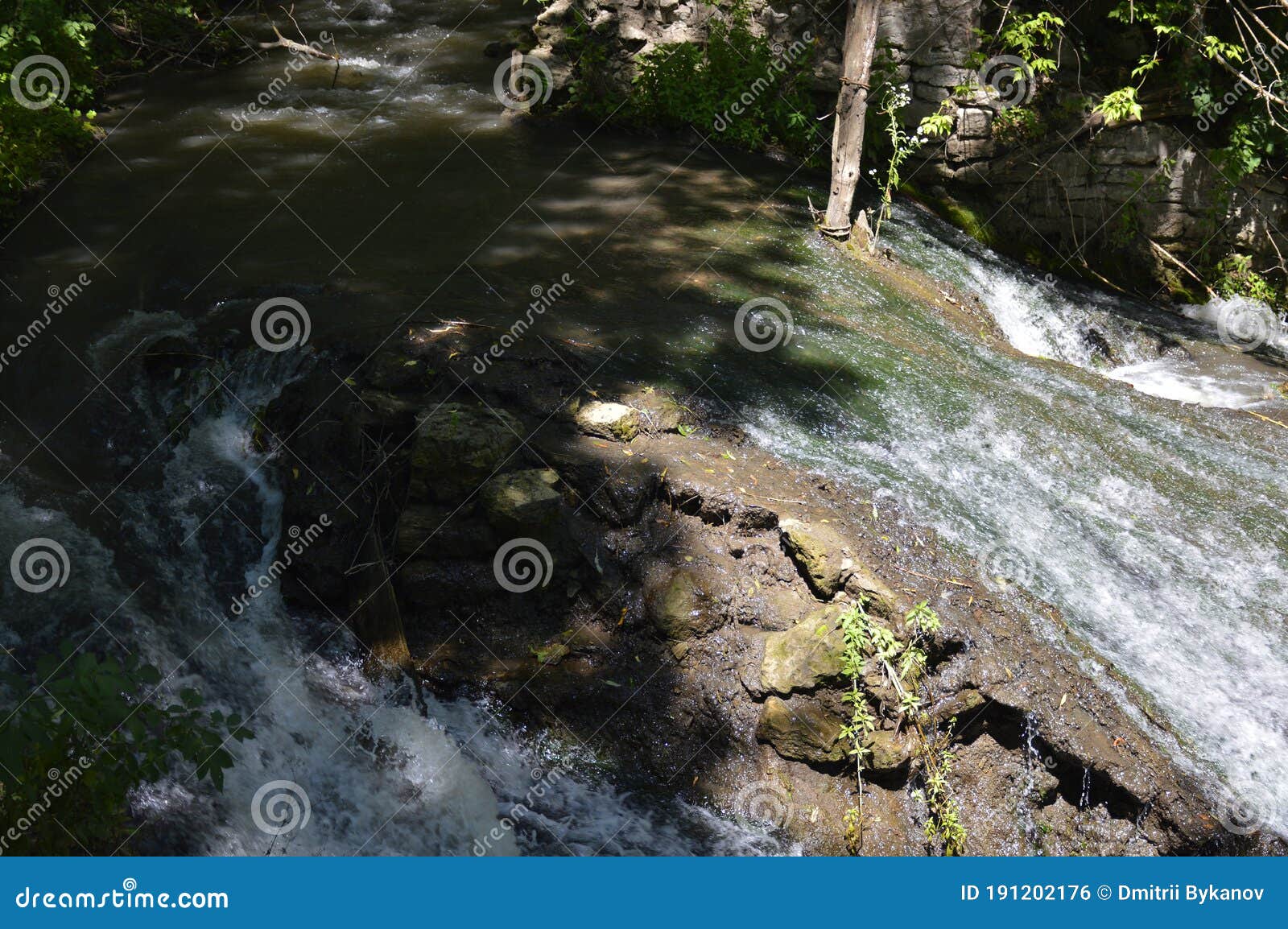 The Stream of Water Flows Down the Slope Stock Photo - Image of scenic ...