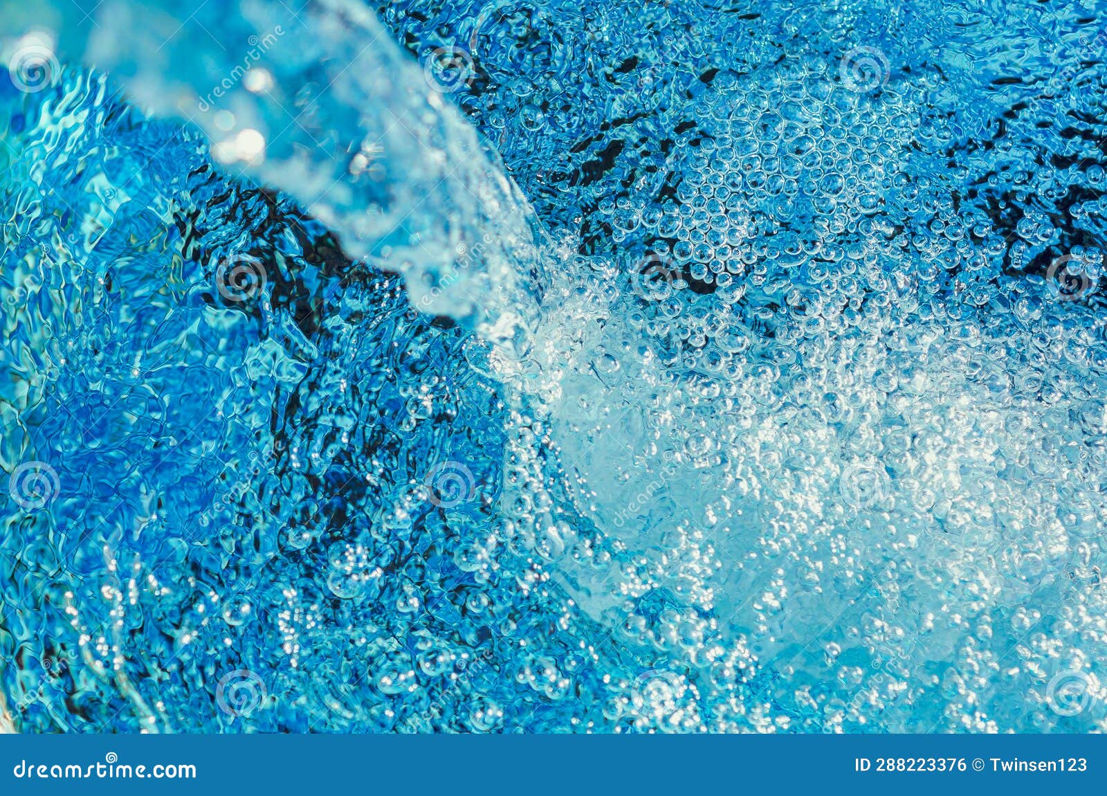 Stream of Water Flows into the Pool. Blue Water Stock Photo - Image of ...