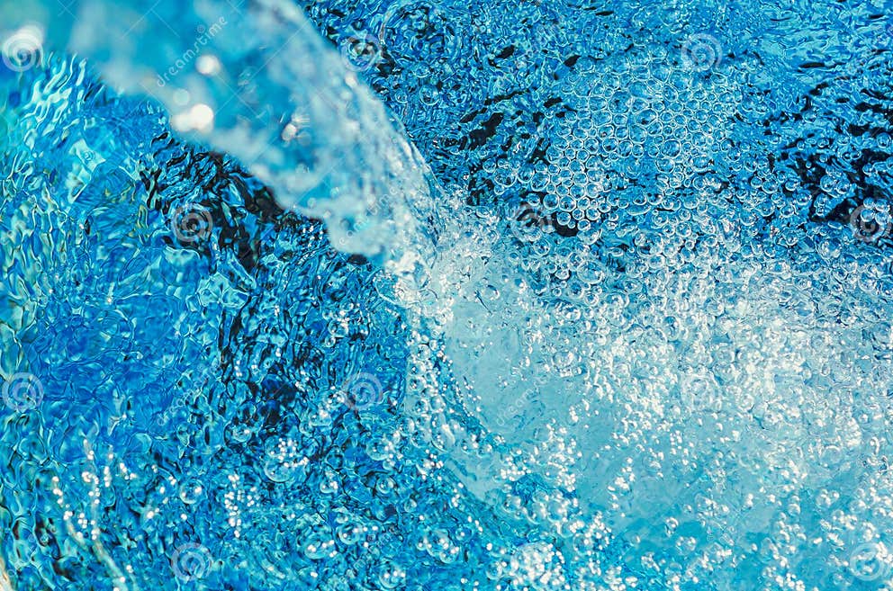 Stream of Water Flows into the Pool. Blue Water Stock Photo - Image of ...
