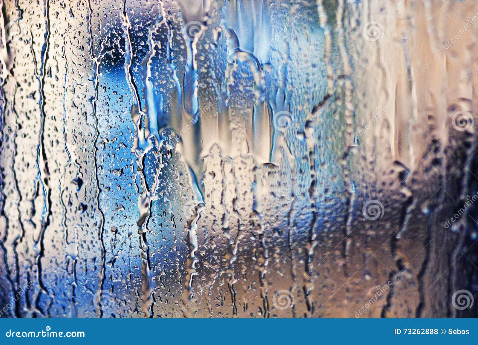 Stream of Water in Heavy Rain. Raindrops on Window Pane Stock Photo ...