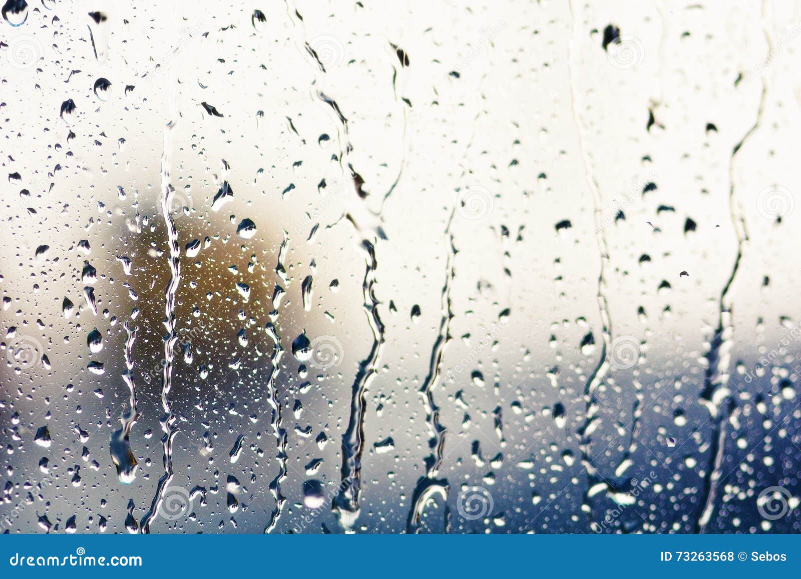 Stream Of Water In Heavy Rain. Raindrops On Window Pane. Stock Photo ...