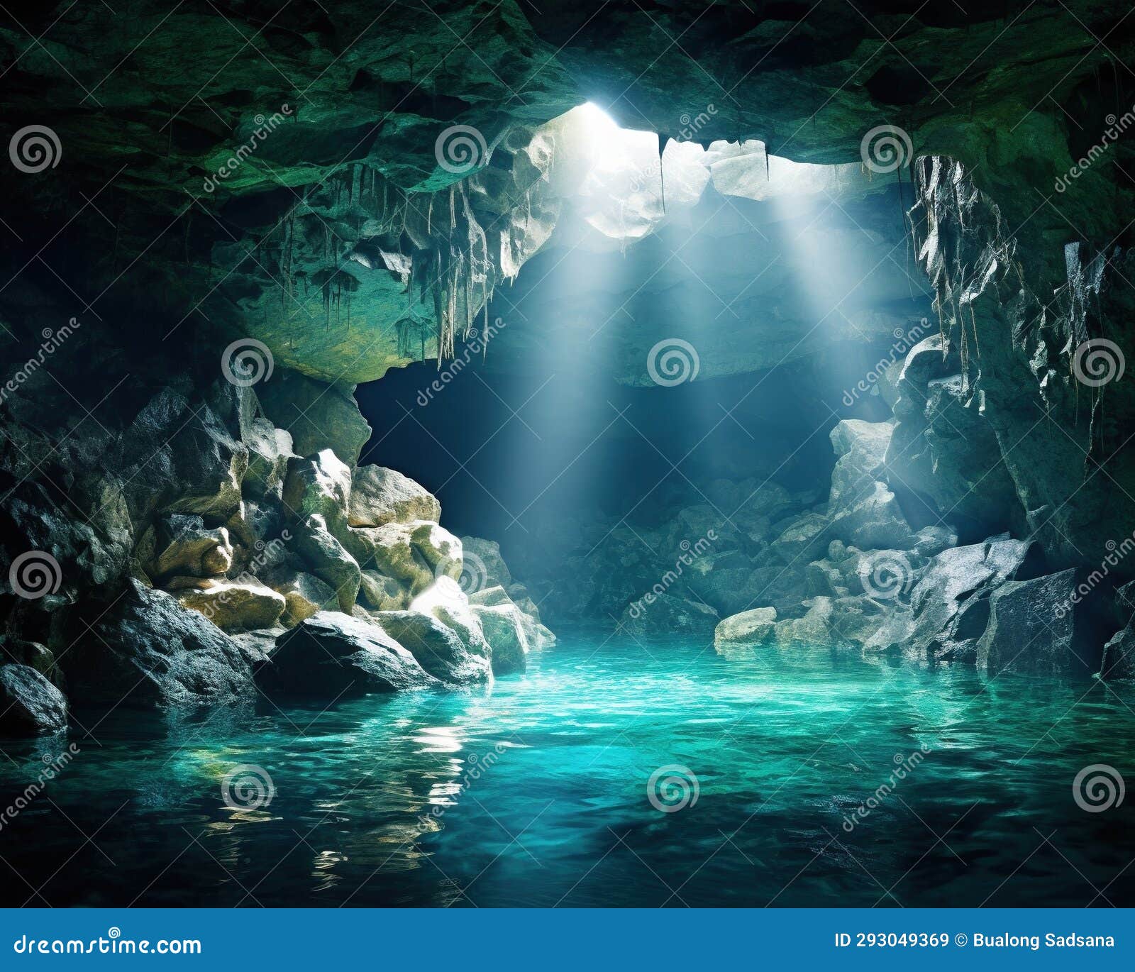 Stream of Water Passing through a Cave. Stock Illustration ...