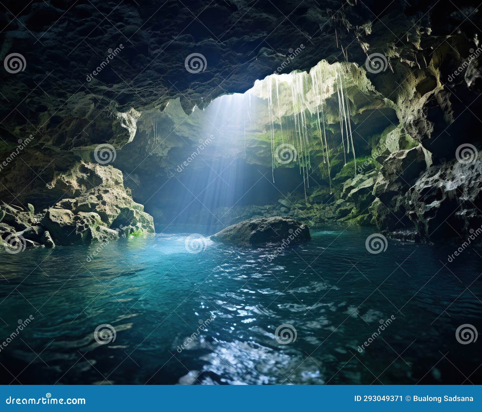 Stream of Water Passing through a Cave. Stock Illustration ...