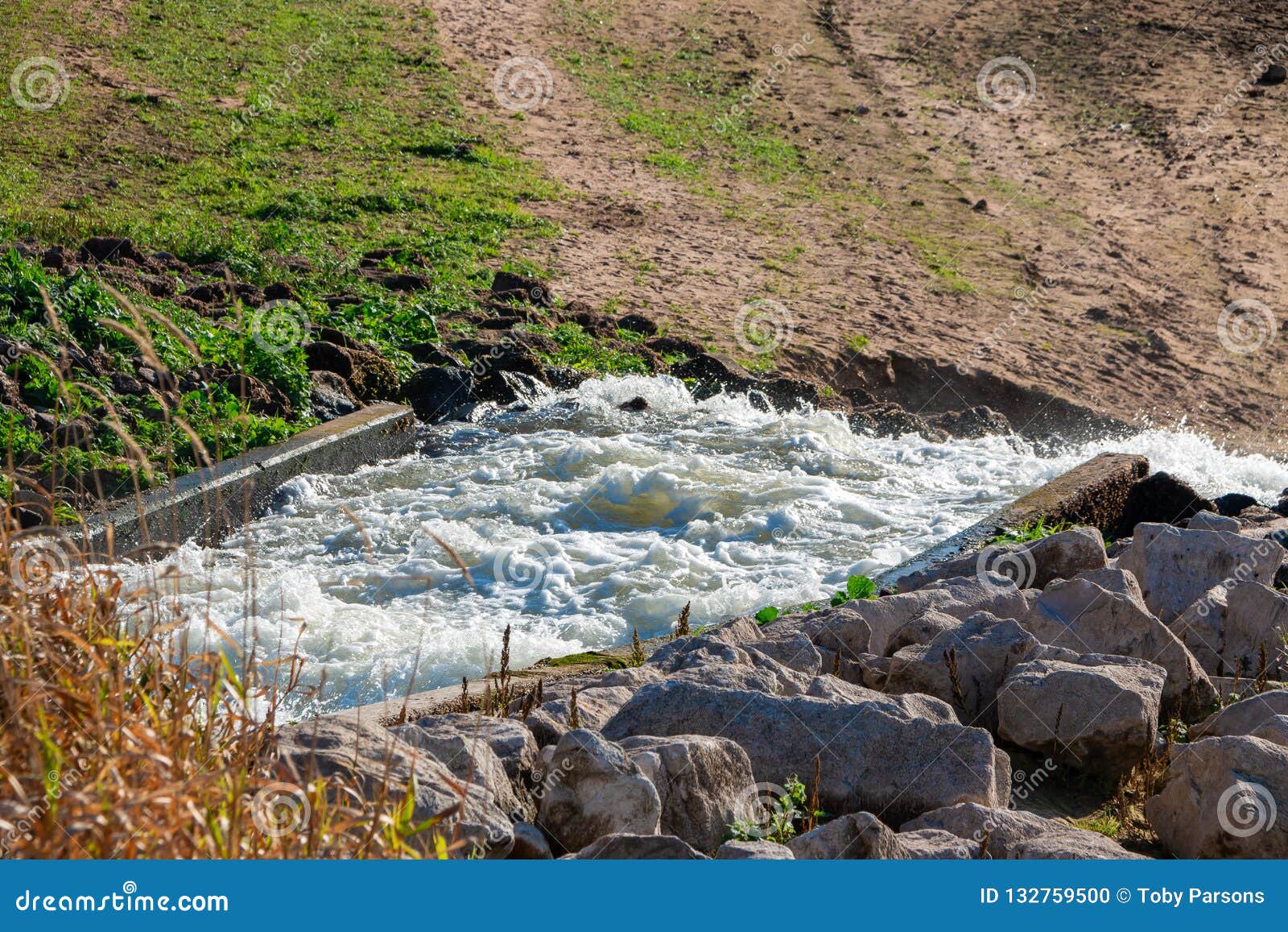 Stream of water stock photo. Image of nature, pump, wall - 132759500