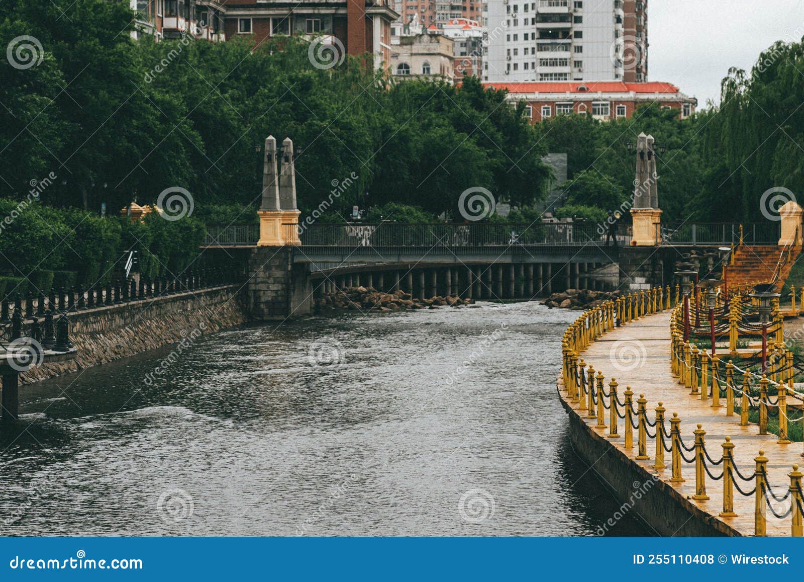 Stream of Water Under Bridge Stock Photo - Image of outdoors, tower ...