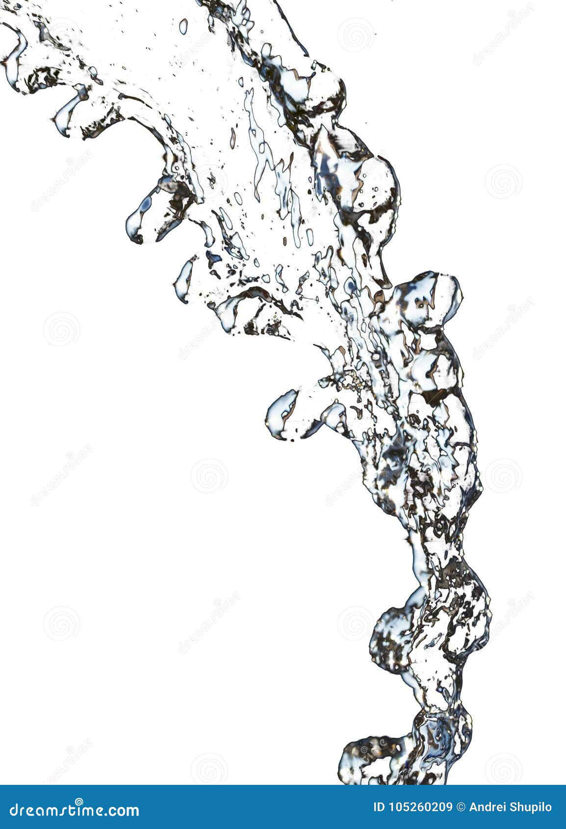 Stream of Water on a White Background Stock Image - Image of freshness ...
