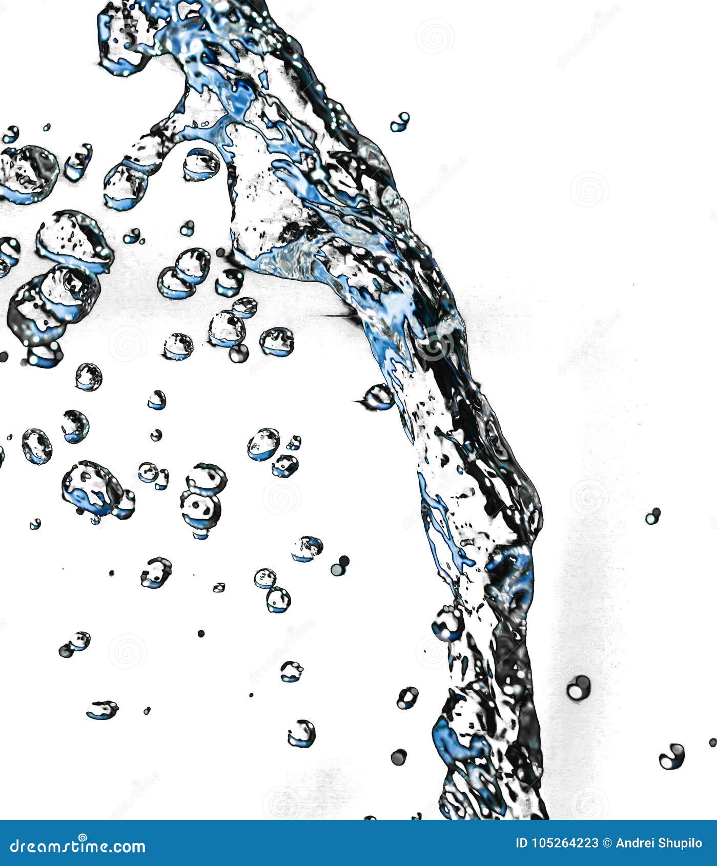 Stream of Water on a White Background Stock Image - Image of drop, cold ...