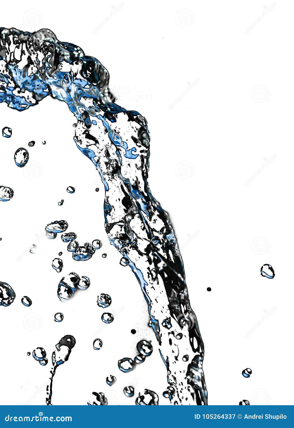 Stream of Water on a White Background Stock Image - Image of clear ...