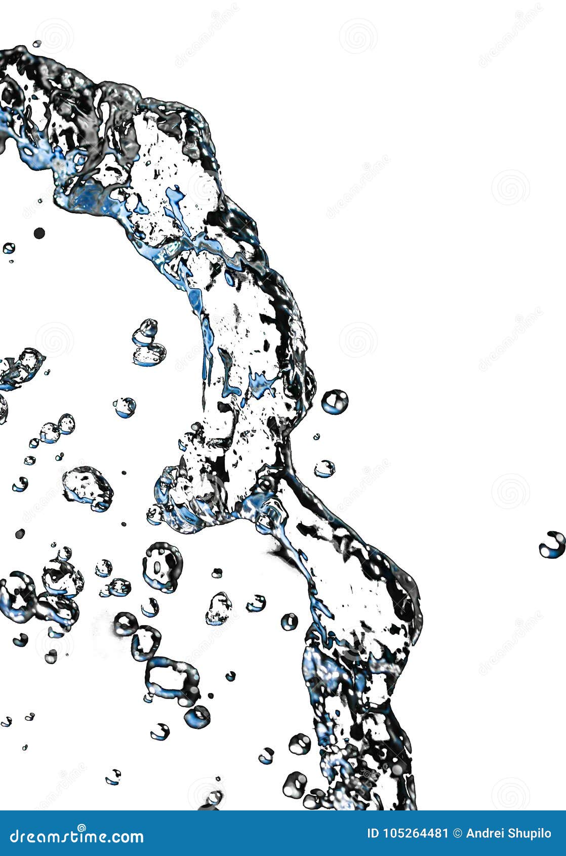 Stream of Water on a White Background Stock Image - Image of cold ...