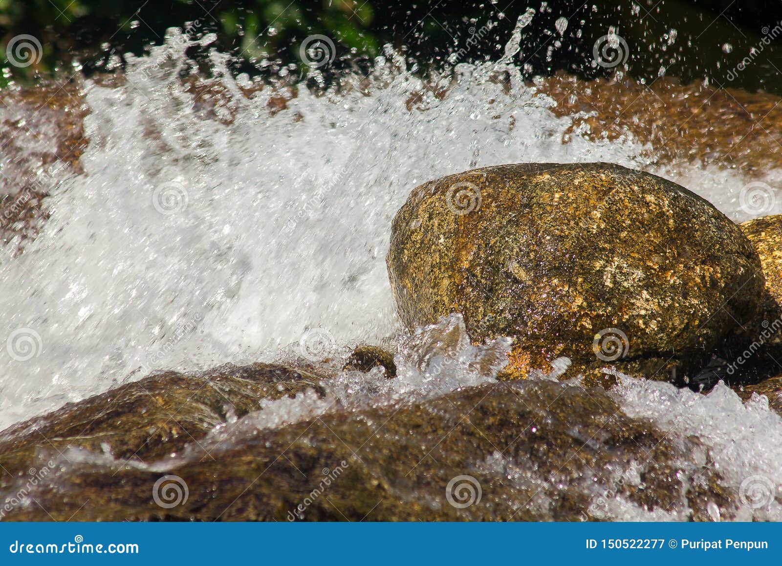 Waterfalls Hit the Rocks Causing Splashes of Water. Stock Image - Image ...