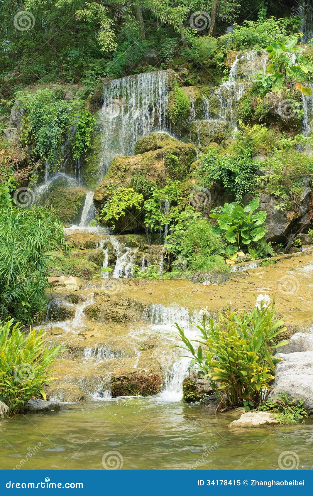 Stream waterfall stock image. Image of landscape, muscus - 34178415