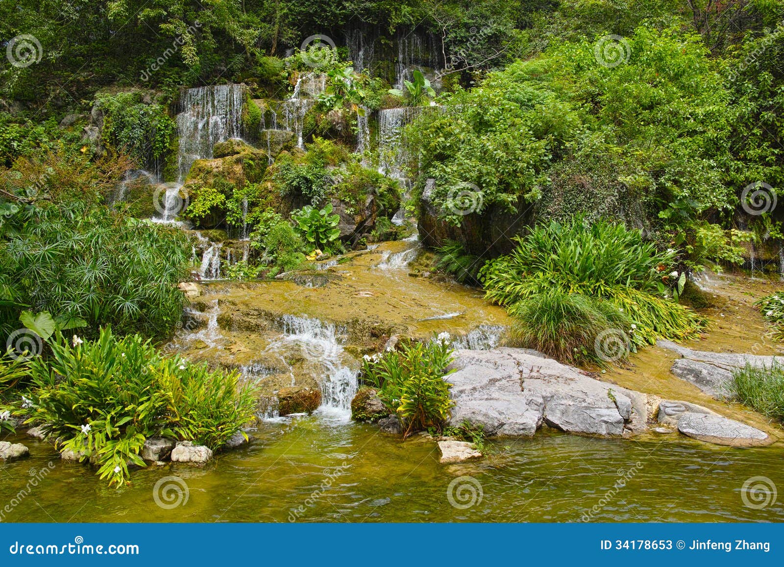 Stream waterfalls stock image. Image of tree, pond, falls - 34178653