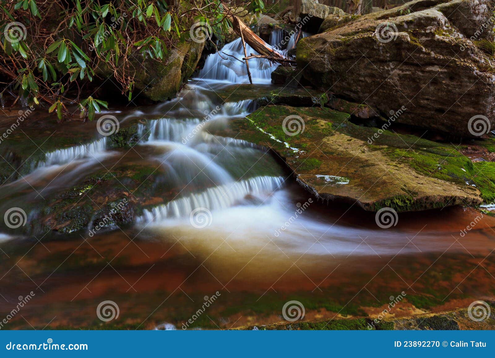Stream and Waterfalls in the Mountains Stock Photo - Image of outdoors ...
