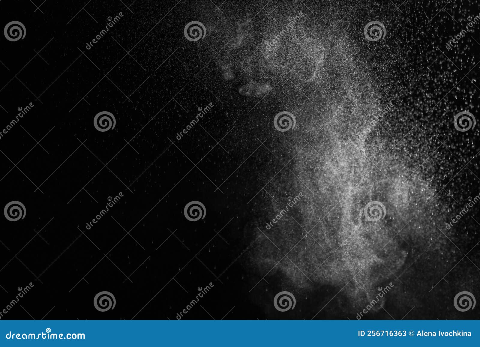 Stream of White Curly Steam with Water Drops on a Black Background ...