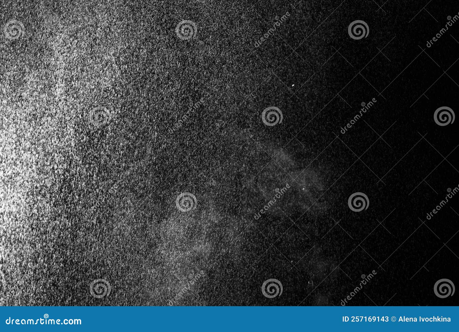 Stream of White Curly Steam with Water Drops on a Black Background ...
