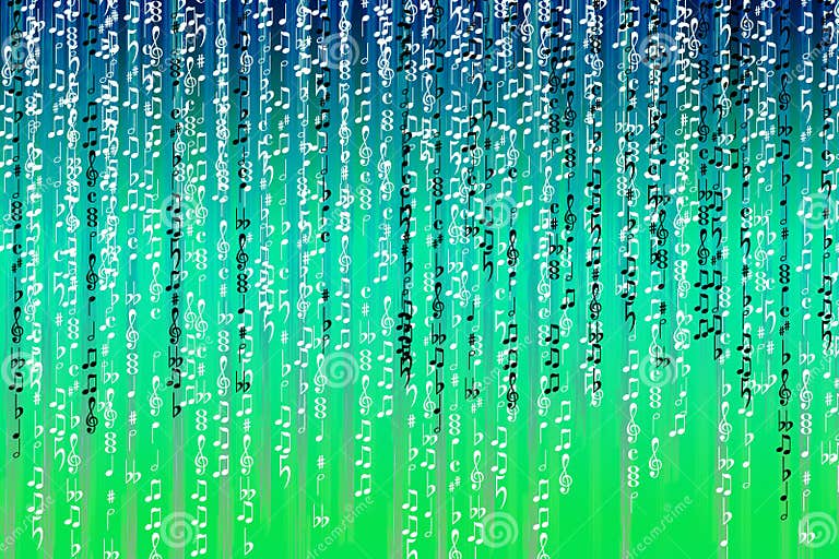 A Stream of White and Dark Symbols of Musical Notes in the Form of a ...