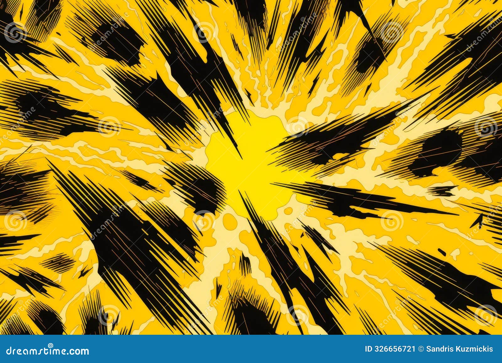 Stream of Yellow Lightning Strikes, Comic Book Pattern. Generative AI ...