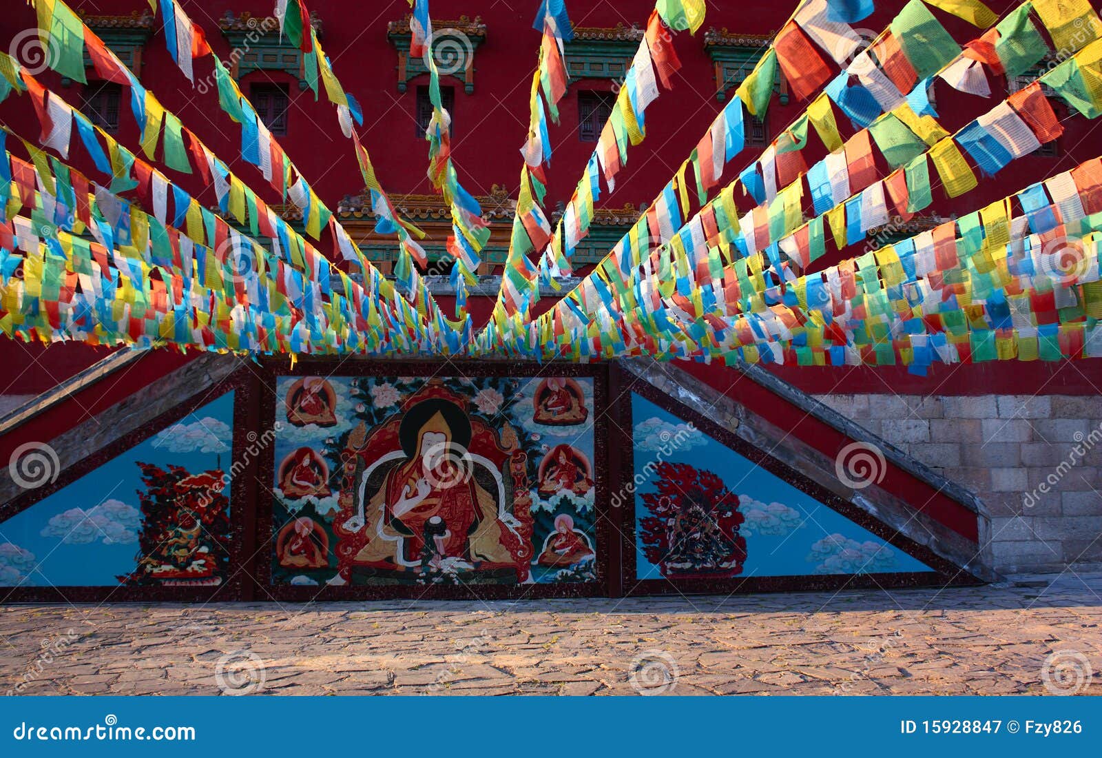 Streamer and Buddhist Murals Stock Image - Image of draw, china: 15928847