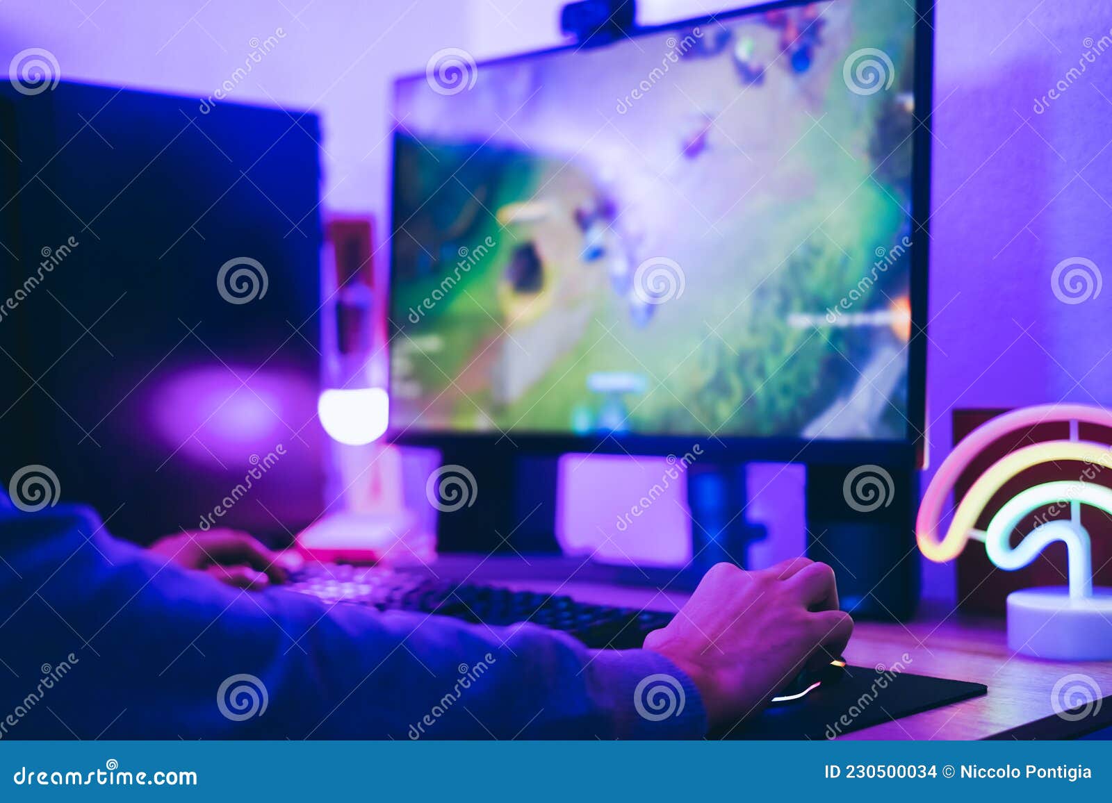 Streamer Gamer Playing Strategy Game Online - Focus on Right Hand Stock ...