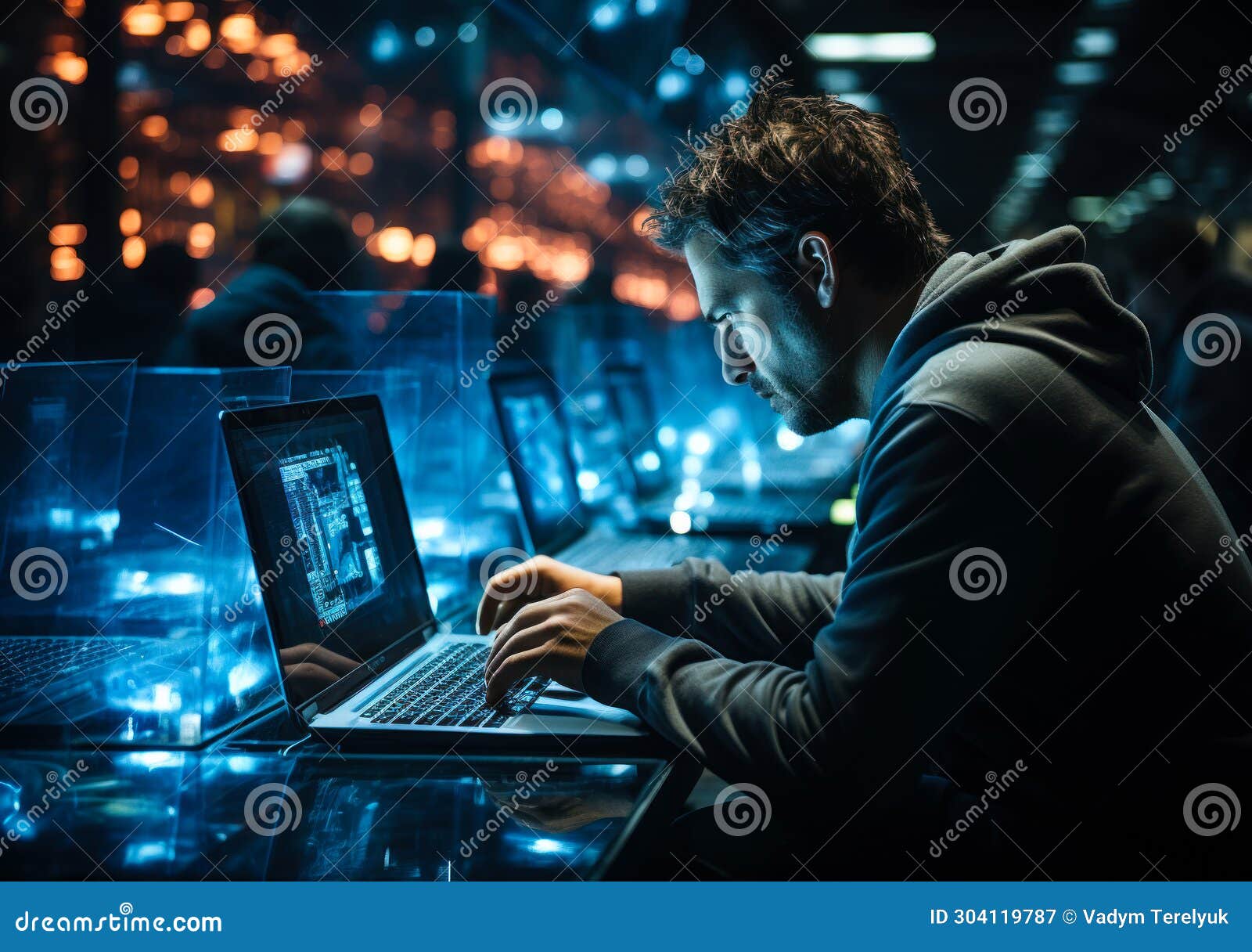 Streamer Guy Playing Video Games. Gamer Man Sitting with Modern ...