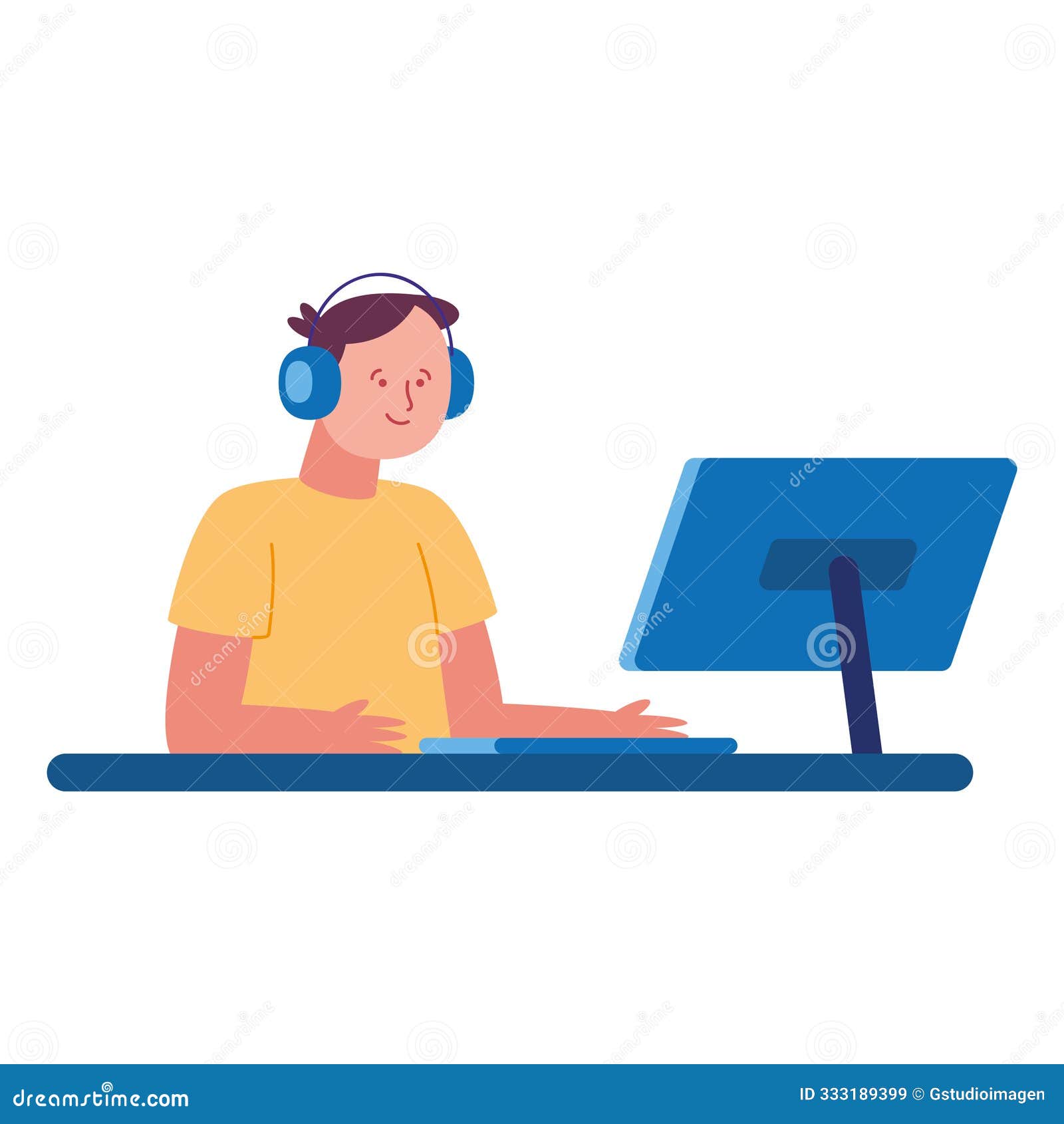 Streamer man with computer stock illustration. Illustration of talk ...