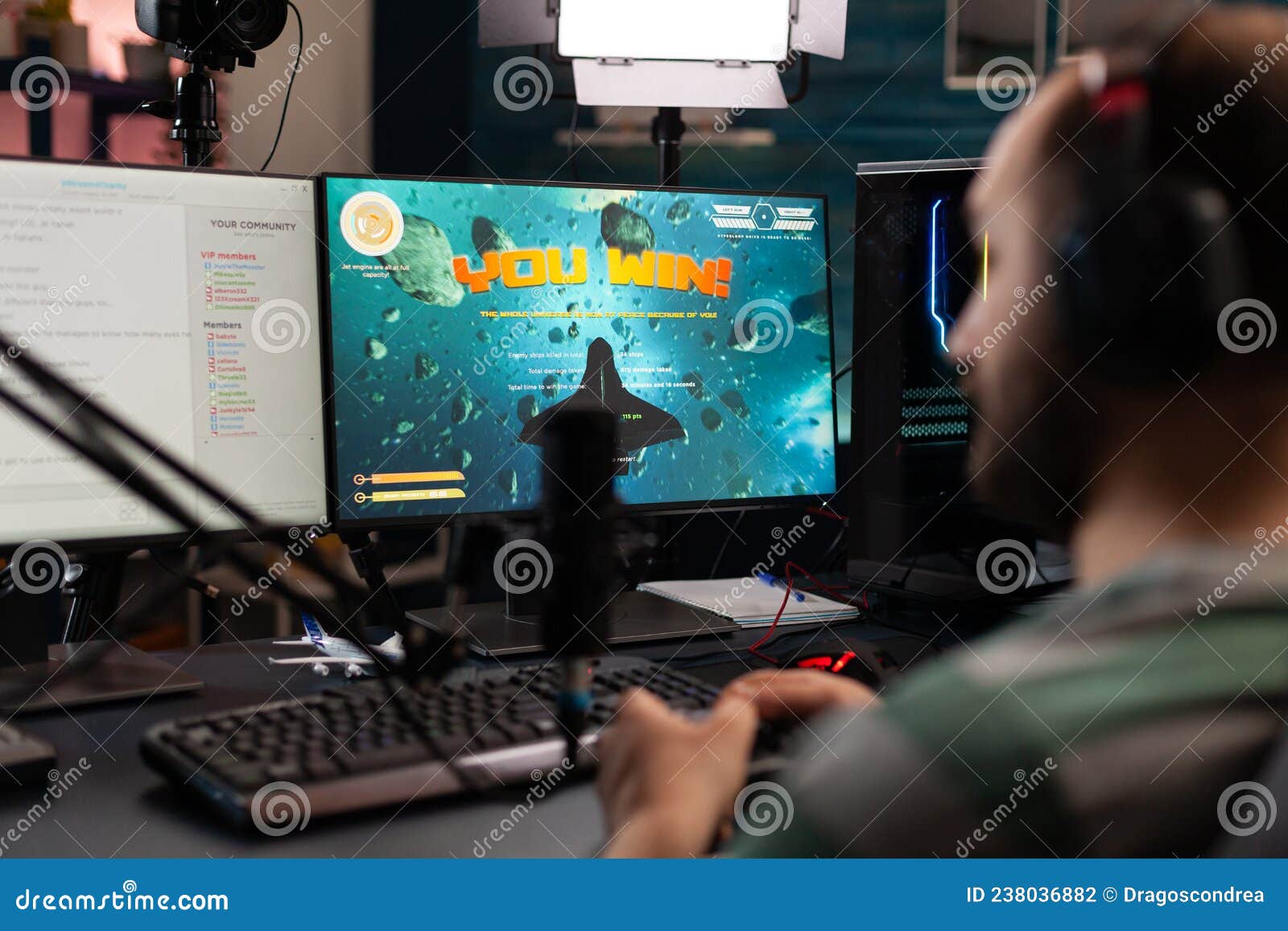 Streamer Playing Video Games with Controller on Computer Stock Photo ...