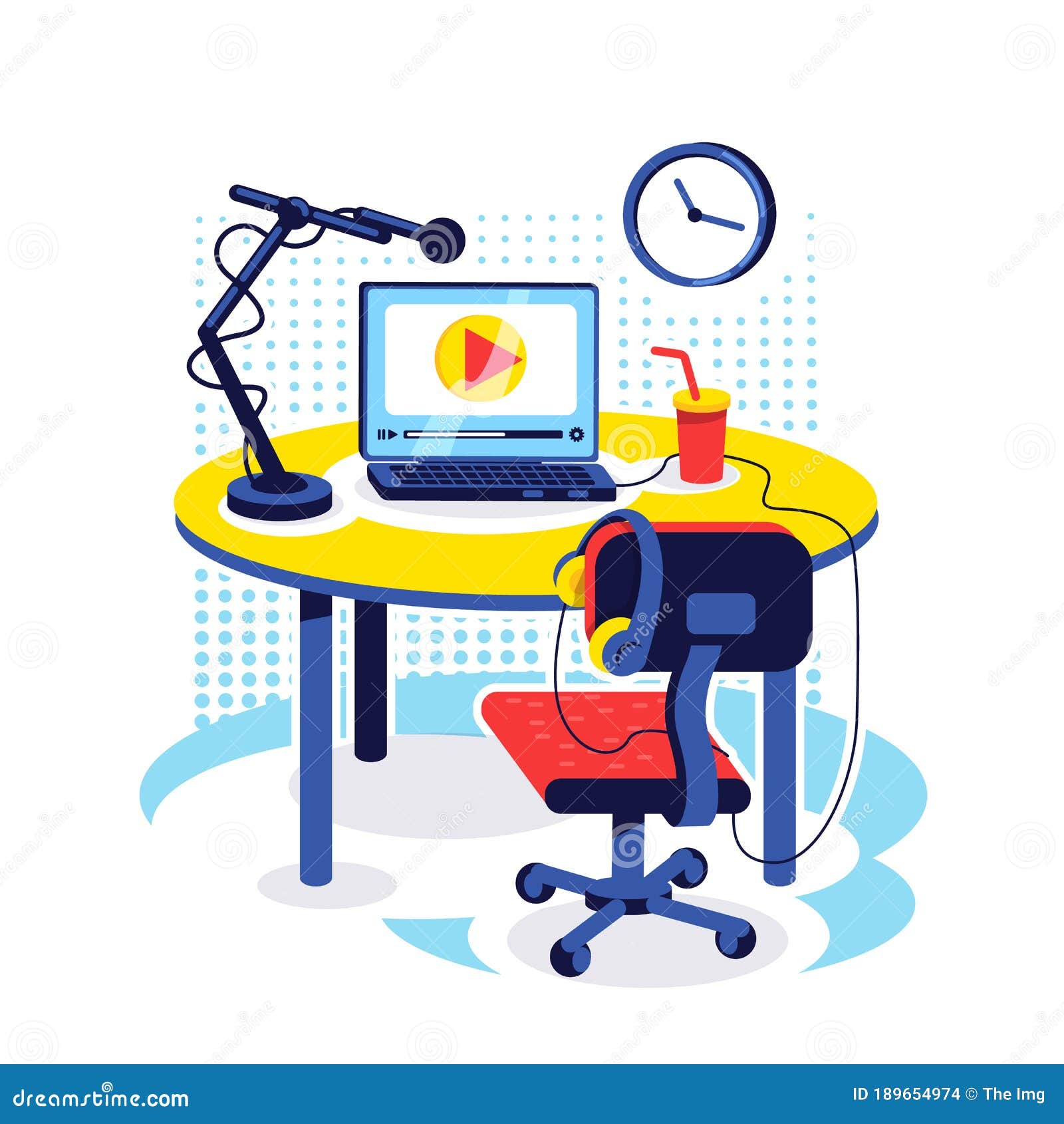Streamer Setup Flat Concept Vector Illustration Stock Vector ...