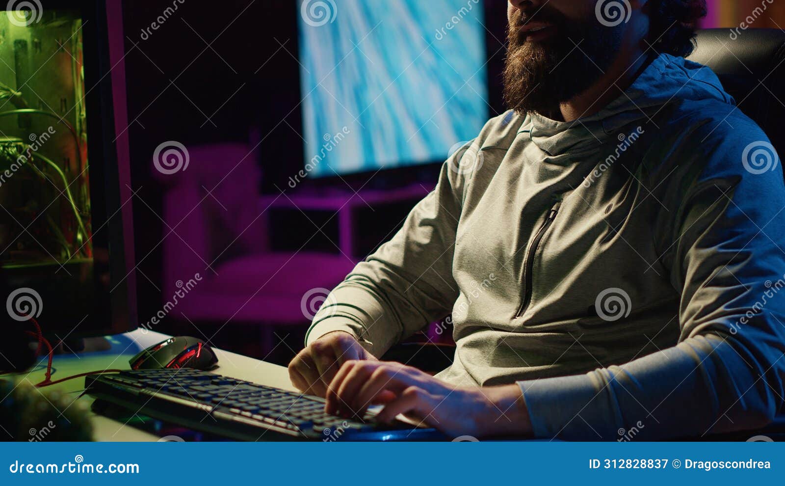 Streamer in Studio Talking with Viewers, Presenting His Strategy for ...