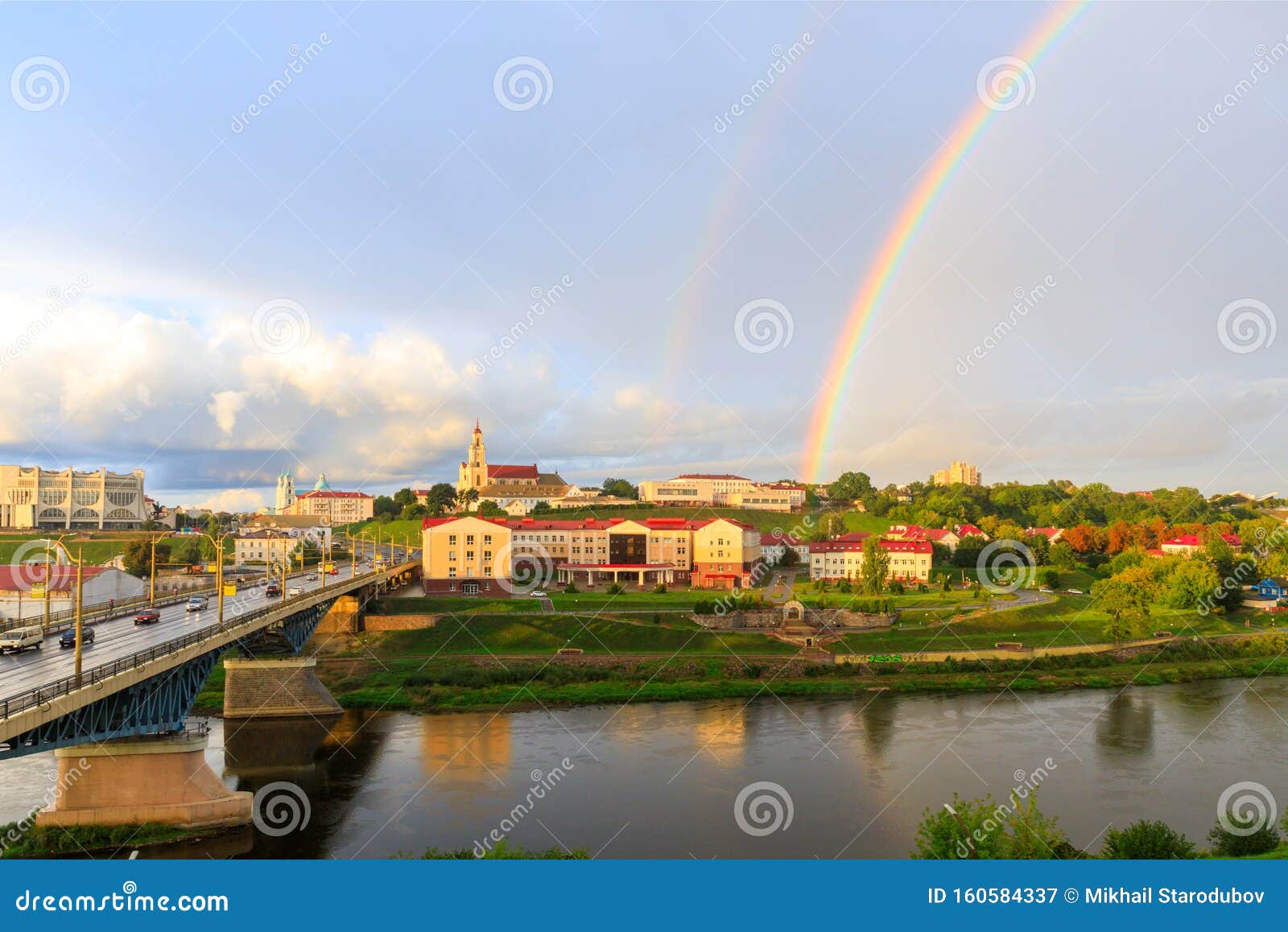 Panoramic View of the City of Grodno, the Embankment, the Neman River ...