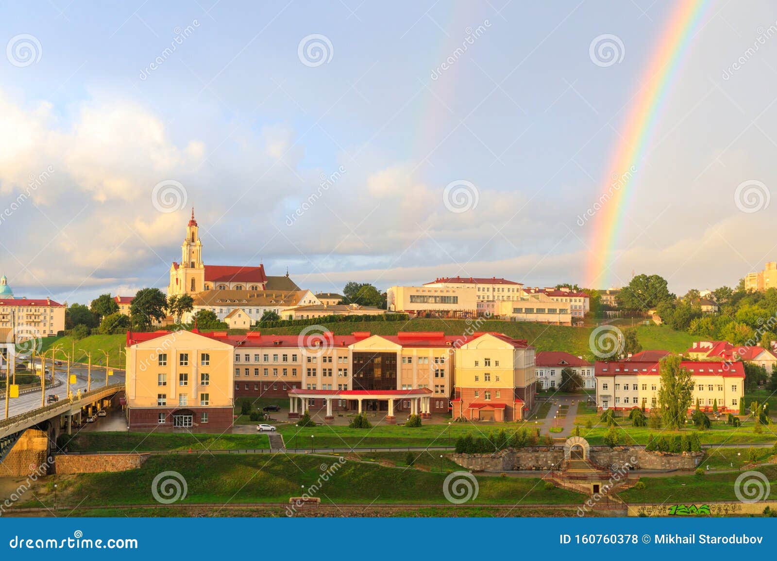 Panoramic View of the City of Grodno, the Embankment, the Neman River ...