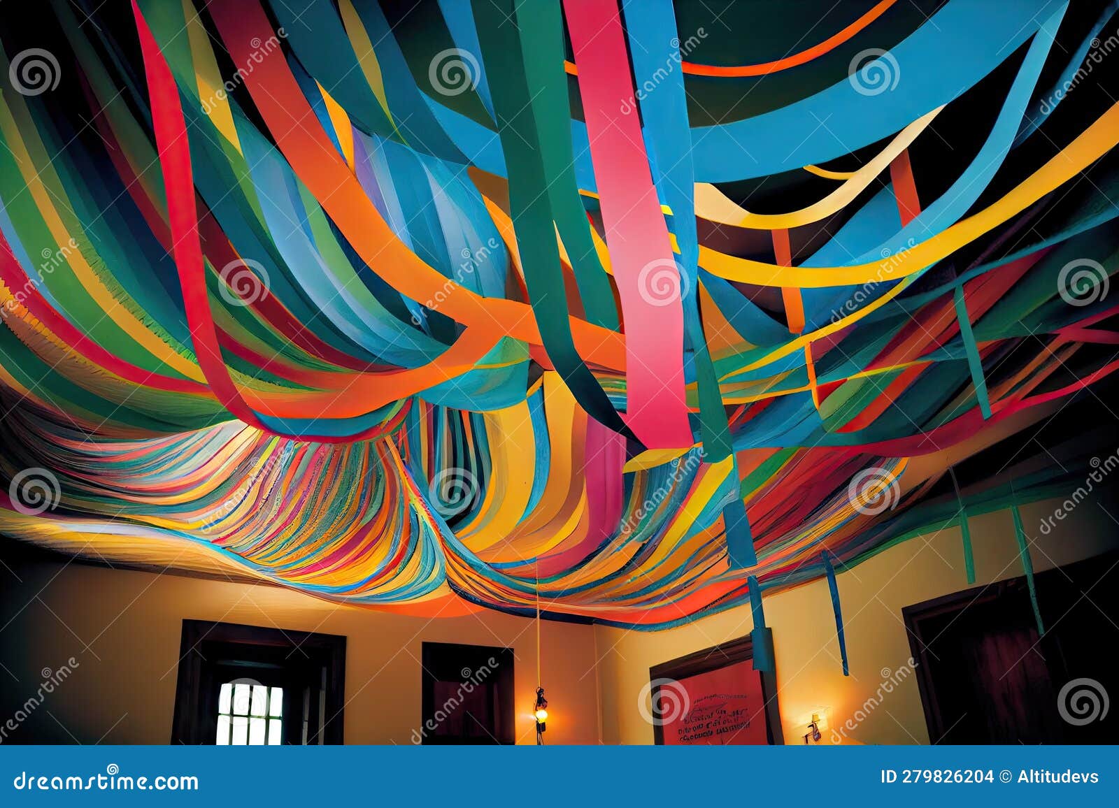 Streamers Hanging from a Ceiling, Creating Whimsical and Playful ...