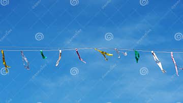 Streamers on a line stock photo. Image of blue, rope - 144600876