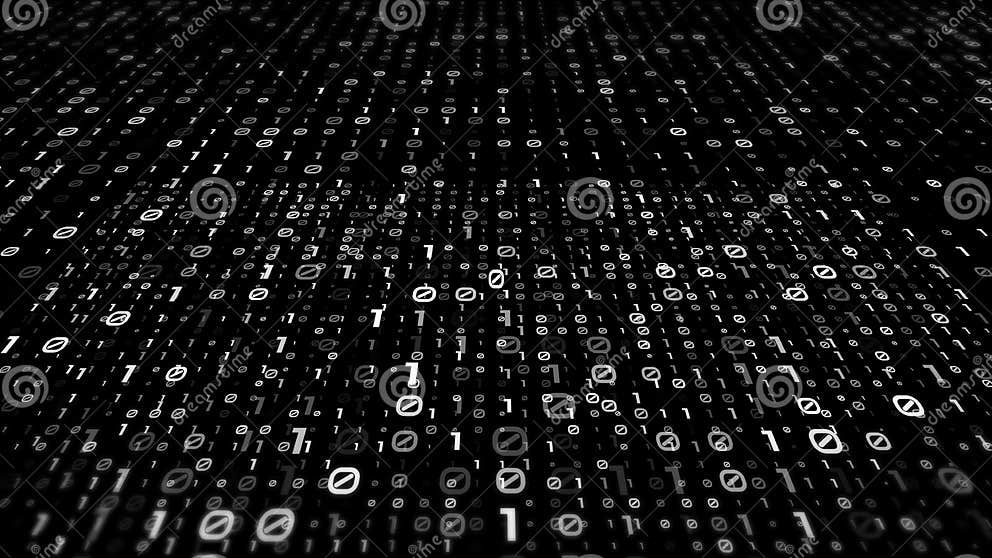 Streaming Binary Code Background - Falling Digits on Black Backdrop Stock Image - Image of ...