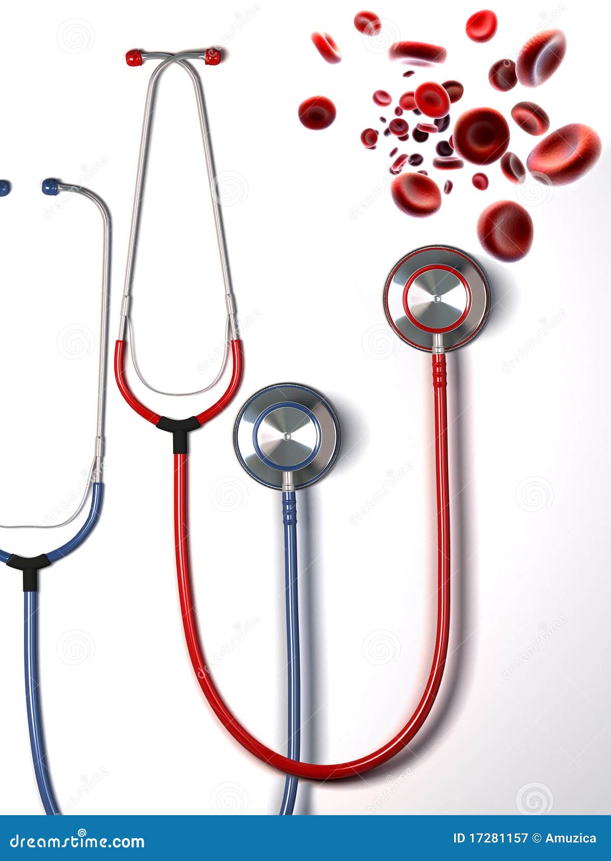 Streaming Blood Cells and Medical Stethoscope Stock Illustration ...