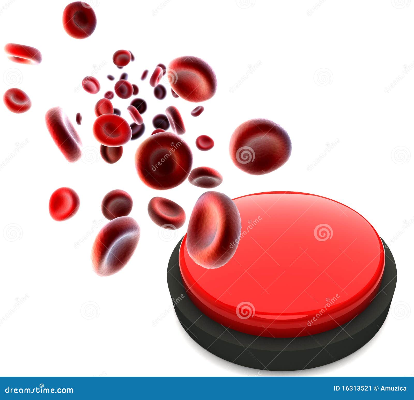 Streaming Blood Cells and Red Button Stock Illustration - Illustration ...